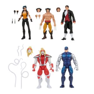 marvel legends series wolverine 5-pack, includes marvel's omega red, cyber, callisto, jason wyngarde, 13 accessories