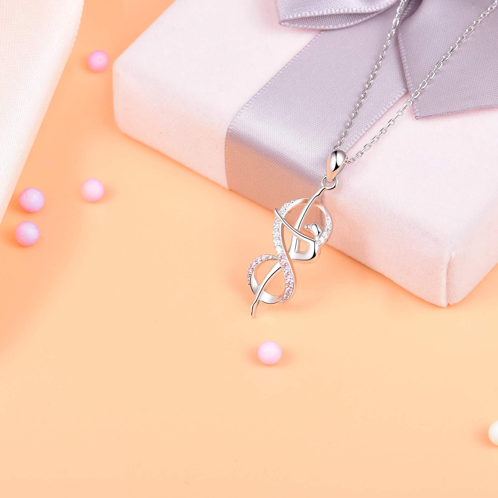 JXJL irls Gymnastics Pendant Necklace for Team Members Teens Sterling Silver Infinity Gymnast Jewelry Graduation X'mas Birthday Gift for Women