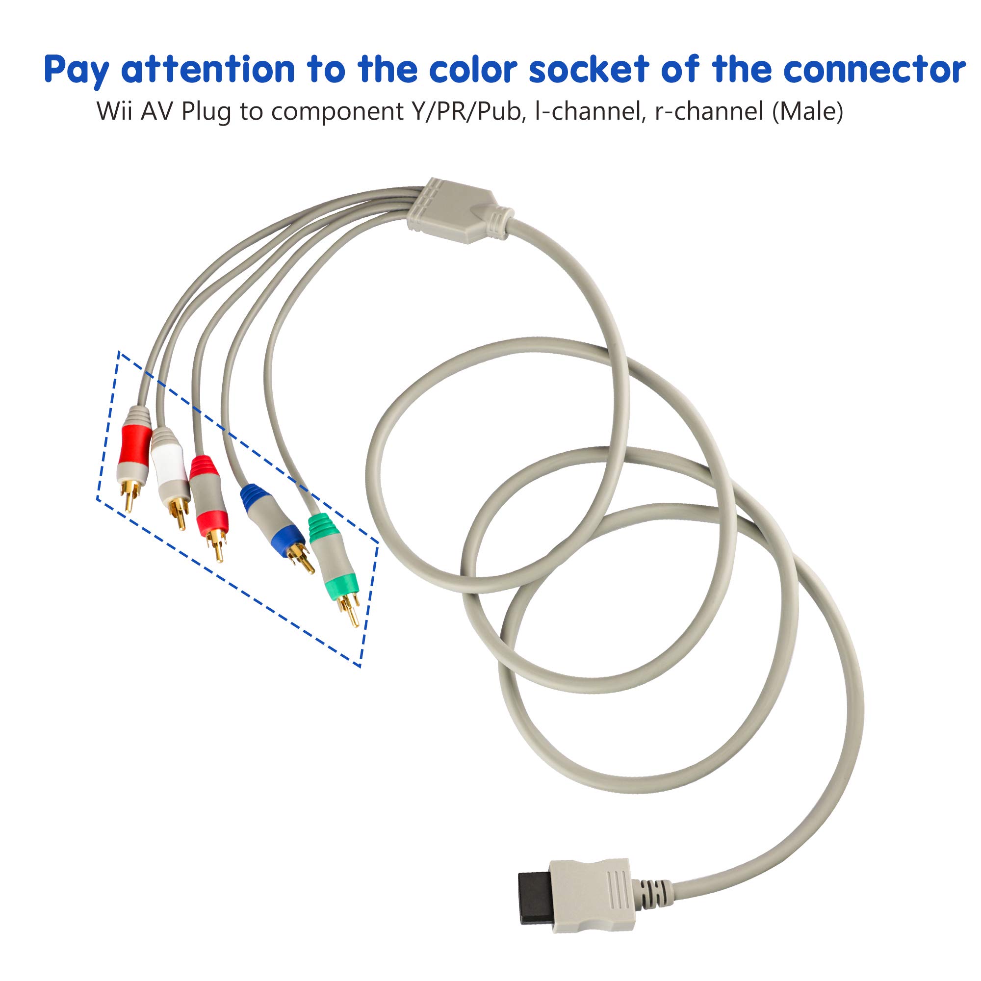 6Ft Component HD AV Cable to HDTV-EDTV (High Definition 480p) Compatible with Nintendo Wii and Wii U