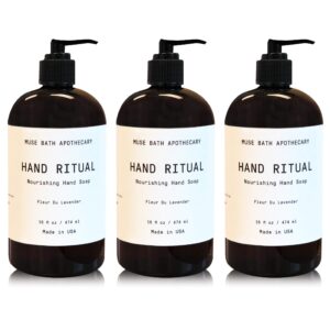 muse apothecary hand ritual - aromatic and nourishing hand soap, infused with natural aromatherapy essential oils - 16 oz, fleur du lavender, 3 pack