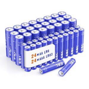 ebl 48 counts aa batteries and aaa batteries combo pack - high capacity 24 double a and 24 triple a batteries 1.5v high performance alkaline battery with longer year shelf life