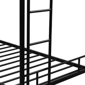 Twin Over Twin Metal Bunk Beds with 2 Side Ladders, Heavy Duty Bed Frame with Guardrail for Dormitory Bedroom Boys Girls Adults,No Box Spring Needed,Black