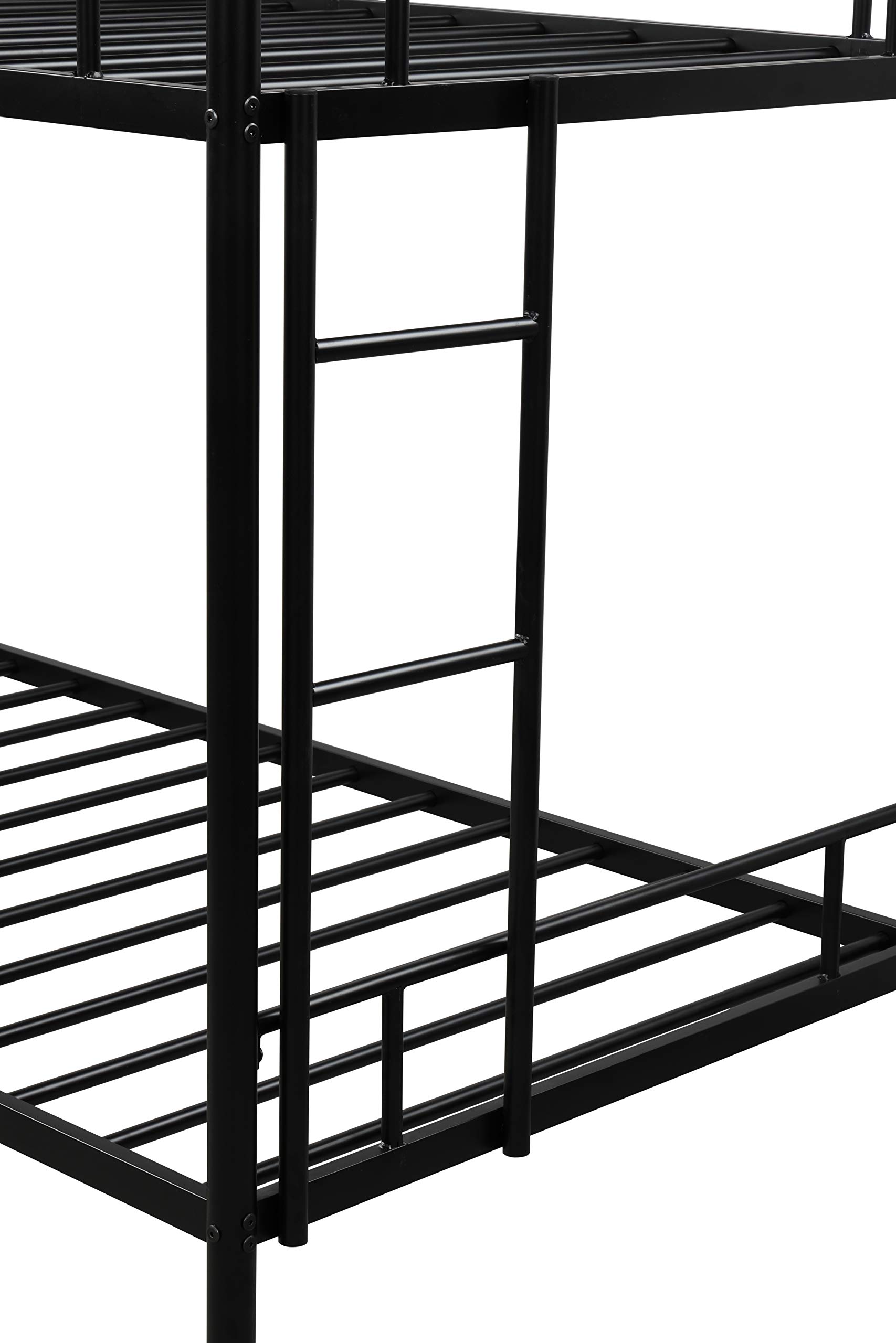 Twin Over Twin Metal Bunk Beds with 2 Side Ladders, Heavy Duty Bed Frame with Guardrail for Dormitory Bedroom Boys Girls Adults,No Box Spring Needed,Black