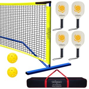 zdgao pickleball set with net - 22 ft pickleball nets portable outdoor regulation size, with 4 pickleball paddles and 2 outdoor pickleball balls for driveway backyard