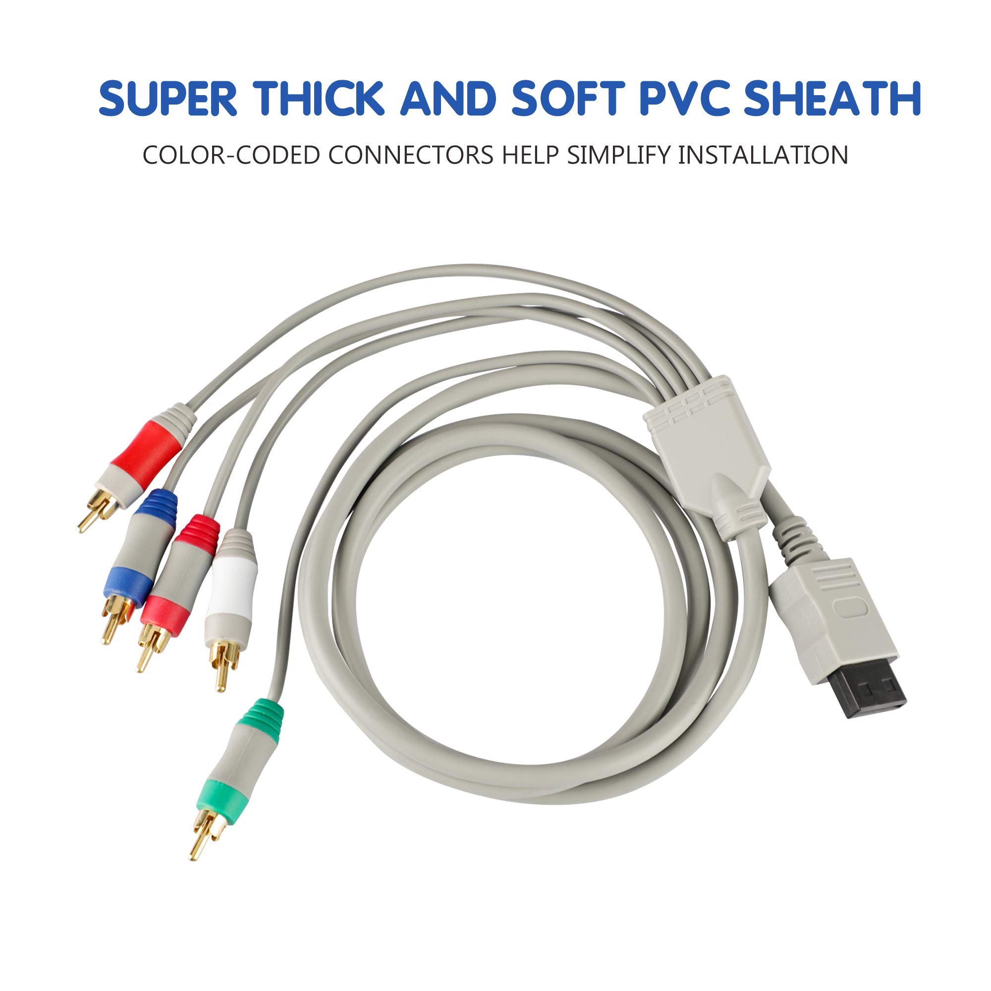 6Ft Component HD AV Cable to HDTV-EDTV (High Definition 480p) Compatible with Nintendo Wii and Wii U