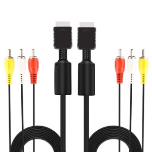 2pack 6ft av cable for ps2 ps1 ps3, av to rca composite audio video tv cord compatible with playstation 1 2 3