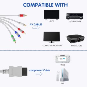 6Ft Component HD AV Cable to HDTV-EDTV (High Definition 480p) Compatible with Nintendo Wii and Wii U