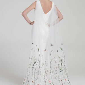 YHDDYG Wildflower Floral Embroidery Shoulder Cape Veil Secret Garden Veil with Comb Cathedral Bridal Wedding Veil S117 (Ivory Tulle)