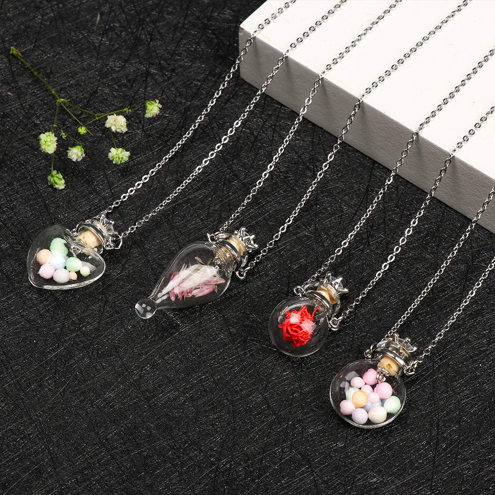 1PC Clear Tear Drop Vial Essential Oil Pendant Murano Glass Perfume Necklaces Blood vial bottle necklace for women