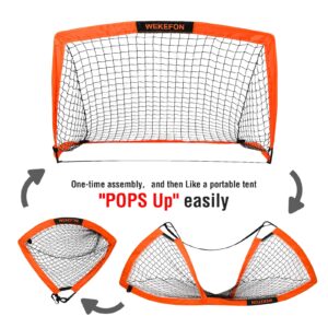 WEKEFON Soccer Goals, Set of 2 - Size 3.6'x2.7' Portable Foldable Pop Up Soccer Net for Backyard Training Goal for Kids and Youth Soccer Practice with Carry Bag