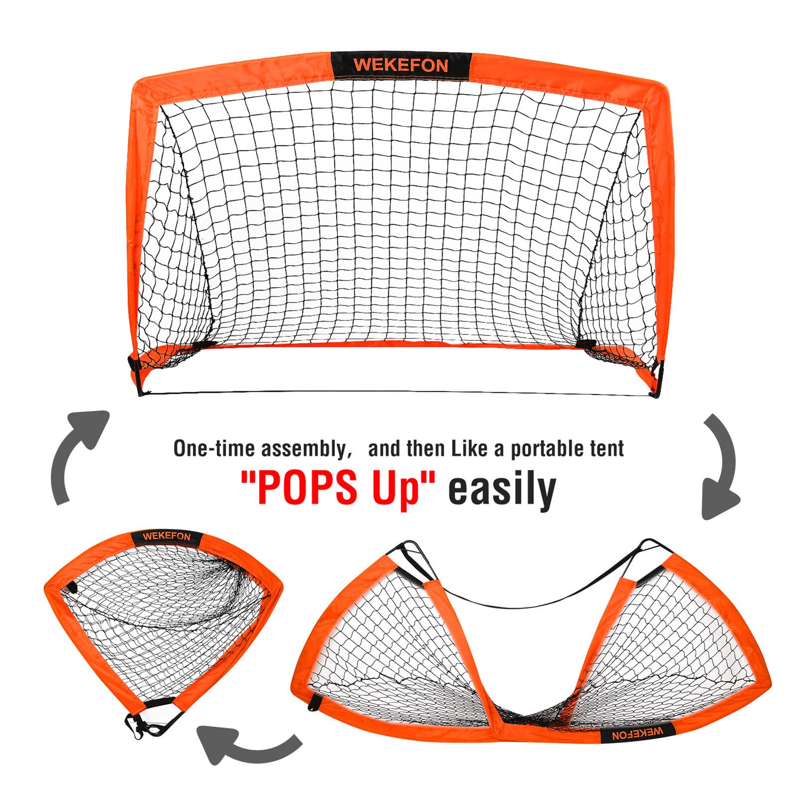 WEKEFON Soccer Goals, Set of 2 - Size 3.6'x2.7' Portable Foldable Pop Up Soccer Net for Backyard Training Goal for Kids and Youth Soccer Practice with Carry Bag