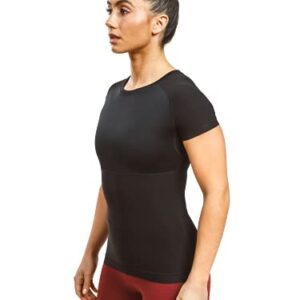 Sweat Shaper Women's Athletic Tee, Short Sleeve High-Performance Compression T-Shirt, Performance Baselayer Workout Shirt (Black, 3X-Large)