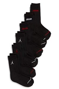 nike jordan 6 pack kids crew socks size 7-9 (3y-5y) - black