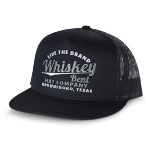 whiskey bent hat co. the cali adjustable snapback western lifestyle trucker hat, high profile (us, alpha, one size, black)