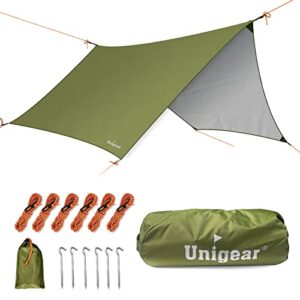 unigear hexagon hammock rain fly,15x14ft/12x10ft multifunctional waterproof camping tarp,lightweight and compact tent tarp for backpacking, hiking, traveling (green, 15 x 14 ft)