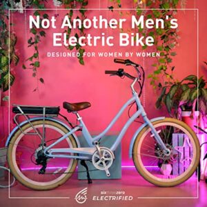 sixthreezero EVRYjourney Women's Electric Bike, 7-Speed Step Through Beach Cruiser eBike Bicycle, 500 Watt Motor, 26 Inch Wheels, Mint Green