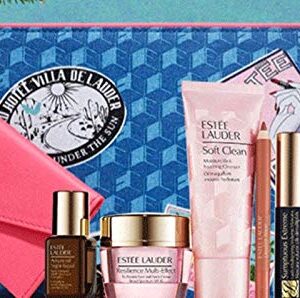 Estee Lauder 2021 7pcs Lift and Plump Gift Set Includes Resilience Multi-Effect Creme SPF 15, Advanced Night Repair Serum