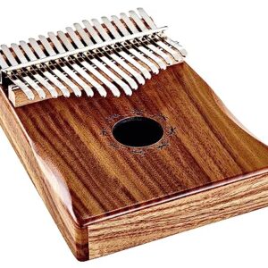 Ortega Guitars Wood 17 Key Kalimba-C Major-Top Soundhole-w/Bag, Tuning Hammer, Polish Cloth, Case, Solid Acacia (OKB1)