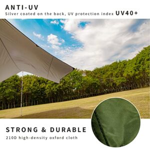 Unigear Hexagon Hammock Rain Fly,15x14FT/12x10FT Multifunctional Waterproof Camping Tarp,Lightweight and Compact Tent Tarp for Backpacking, Hiking, Traveling (Green, 15 x 14 ft)