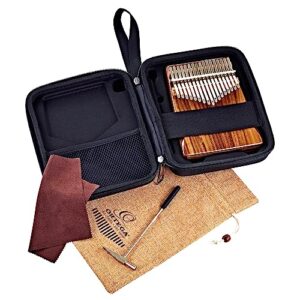 Ortega Guitars Wood 17 Key Kalimba-C Major-Top Soundhole-w/Bag, Tuning Hammer, Polish Cloth, Case, Solid Acacia (OKB1)