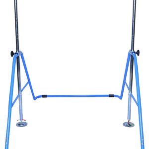 Kids Home Gymnastics Bar Jungle Gym 3 in 1 Set Deluxe Swing Seat, Trapeze Rings, Horizontal Kip Bar Height Adjustable Monkey Bar, Expandable Junior Training Gymnastic Balance Bar, Swing Set (Blue)