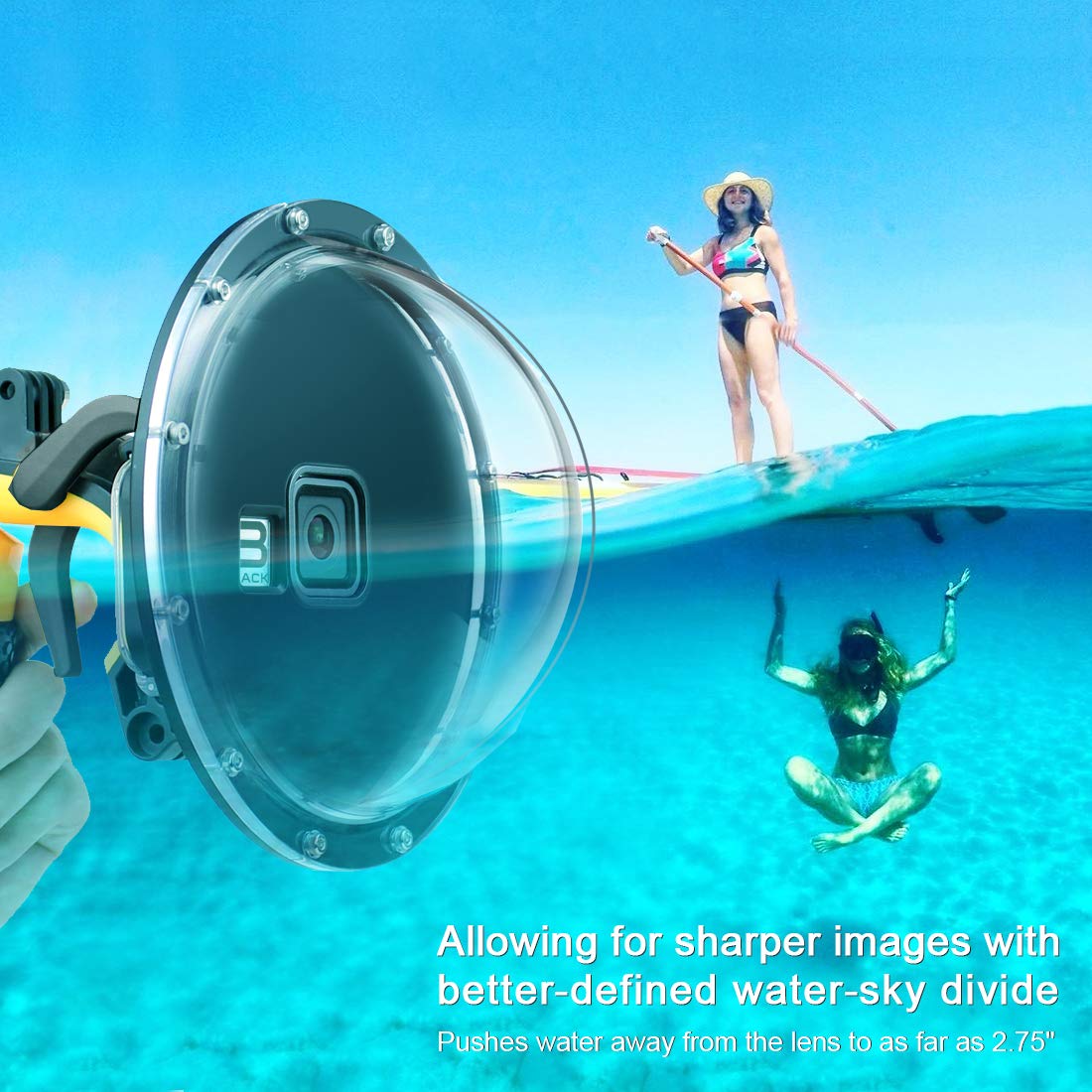 GEPULY Dome Port for GoPro Hero 8 Black, Dome Port Lens with Waterproof Housing Case Shutter Trigger Floating Hand Grip for Hero 8 Black Snorkeling Diving Underwater Photography