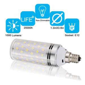 LEKE E12 LED Bulb 80W-100W Equivalent E12 Candelabra Bulb 1000Lumen Non-dimmable E12 Light Bulb 8W 6000K White(4 Pack)