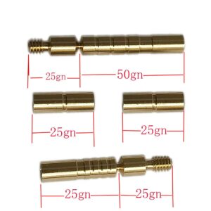 yeseje 5.0 Brass Arrow Inserts,Weight 75 Grain 50 Grain add 25 Grain Brass Weight 12Set-Pack (75)