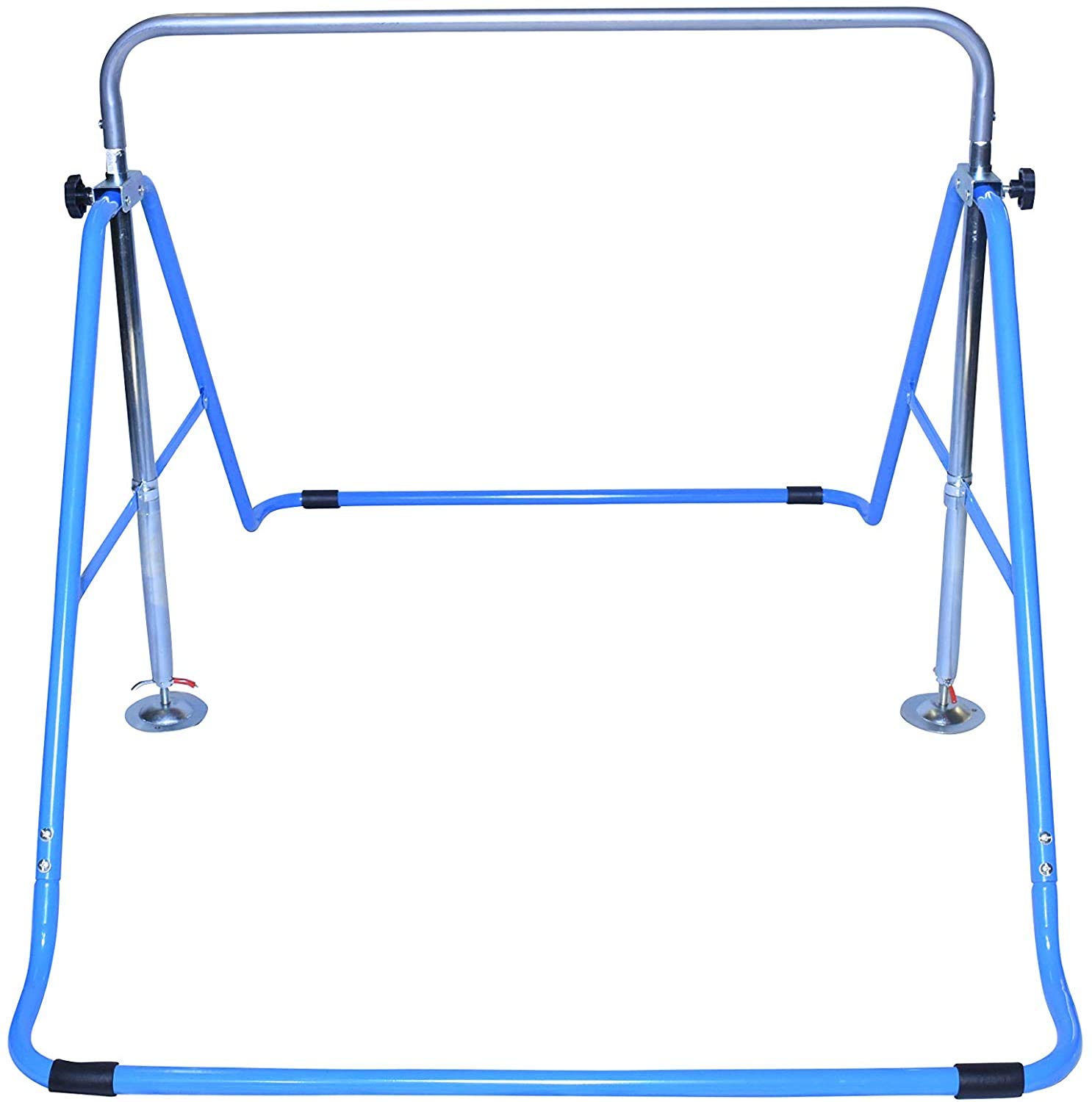 Kids Home Gymnastics Bar Jungle Gym 3 in 1 Set Deluxe Swing Seat, Trapeze Rings, Horizontal Kip Bar Height Adjustable Monkey Bar, Expandable Junior Training Gymnastic Balance Bar, Swing Set (Blue)