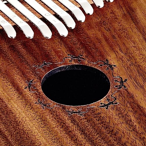 Ortega Guitars Wood 17 Key Kalimba-C Major-Top Soundhole-w/Bag, Tuning Hammer, Polish Cloth, Case, Solid Acacia (OKB1)