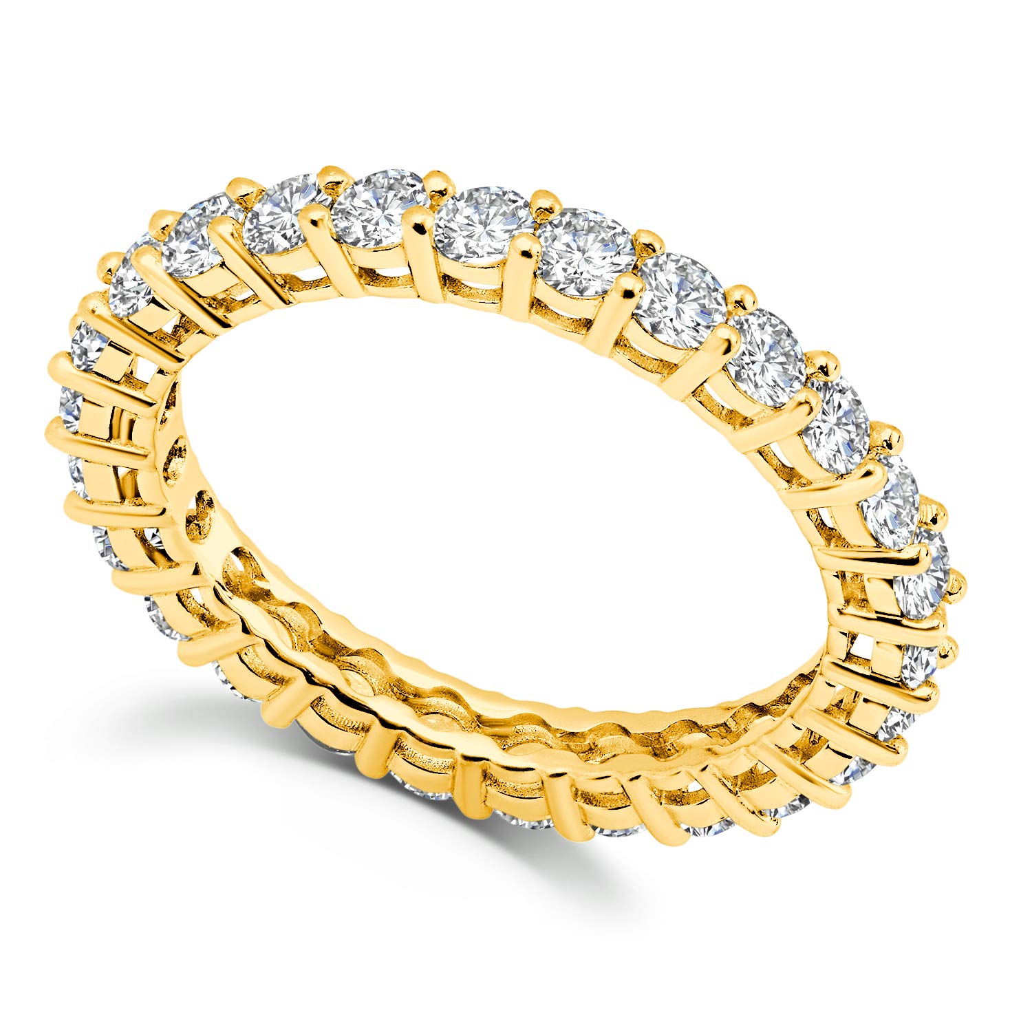 MAX + STONE Parade of Jewels Cubic Zirconia Eternity Ring for Women in 14k Gold Plated Sterling Silver 2.5mm