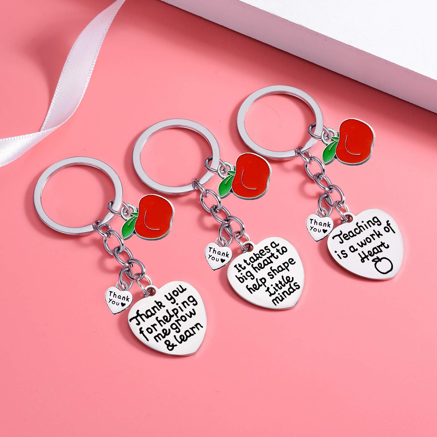 Nzztont 3PCs Teacher Gifts for Women Teacher Keychain Teacher Appreciation Gifts hank You Gifts for Teachers (3PCs Mixed)