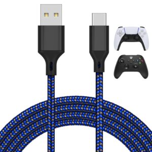 meneea 16.4ft braided usb-c charging cable for playstation 5/xbox series x/s/switch controllers - replacement charger cord for playstation 5/xbox/switch accessories (blue)