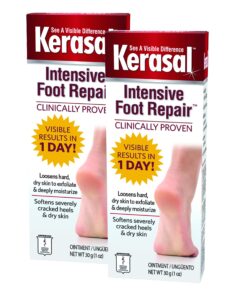 kerasal intensive foot repair skin healing ointment for cracked heels and dry feet 1 oz , 2 count, (pack of 2)