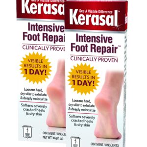 Kerasal Intensive Foot Repair Skin Healing Ointment for Cracked Heels and Dry Feet 1 oz , 2 Count, (Pack of 2)