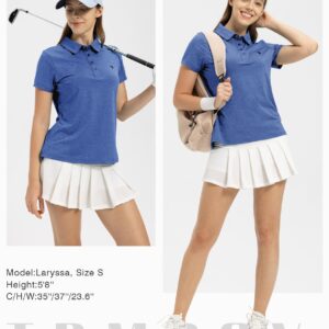 TBMPOY Women's Golf Polo T Shirts Lightweight Moisture Wicking Short Sleeve Shirt Quick Dry 4-Button Dark Blue M