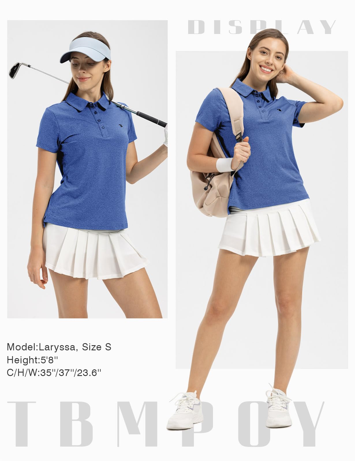 TBMPOY Women's Golf Polo T Shirts Lightweight Moisture Wicking Short Sleeve Shirt Quick Dry 4-Button Dark Blue M