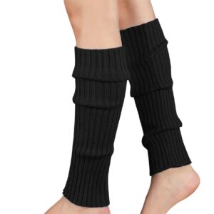 American Trends Leg Warmers for Women Girls 80s Ribbed Leg Warmer for Neon Party Knitted Fall Winter Sports Socks 2pack(Black+White)