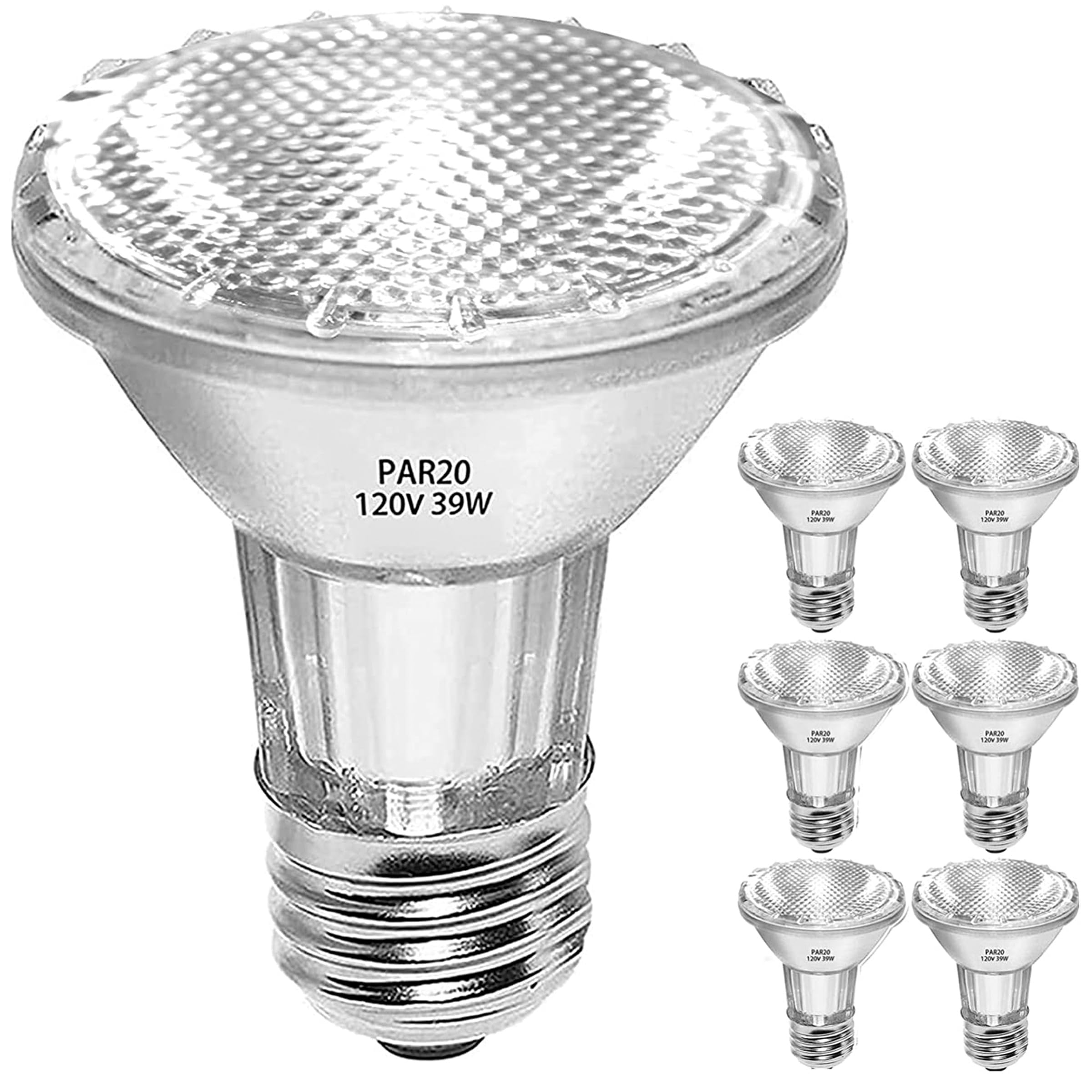 Jaenmsa PAR20 Flood 39W 120V Halogen Light Bulbs 6 Pcs, PAR20 39W ECO Halogen Bulb Warm White 2700K, Dmimable PAR20 E26 Halogen Bulb 546 Lumens Reflector for Track Lighting & Hood Range Light Bulbs