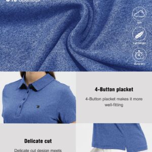 TBMPOY Women's Golf Polo T Shirts Lightweight Moisture Wicking Short Sleeve Shirt Quick Dry 4-Button Dark Blue M