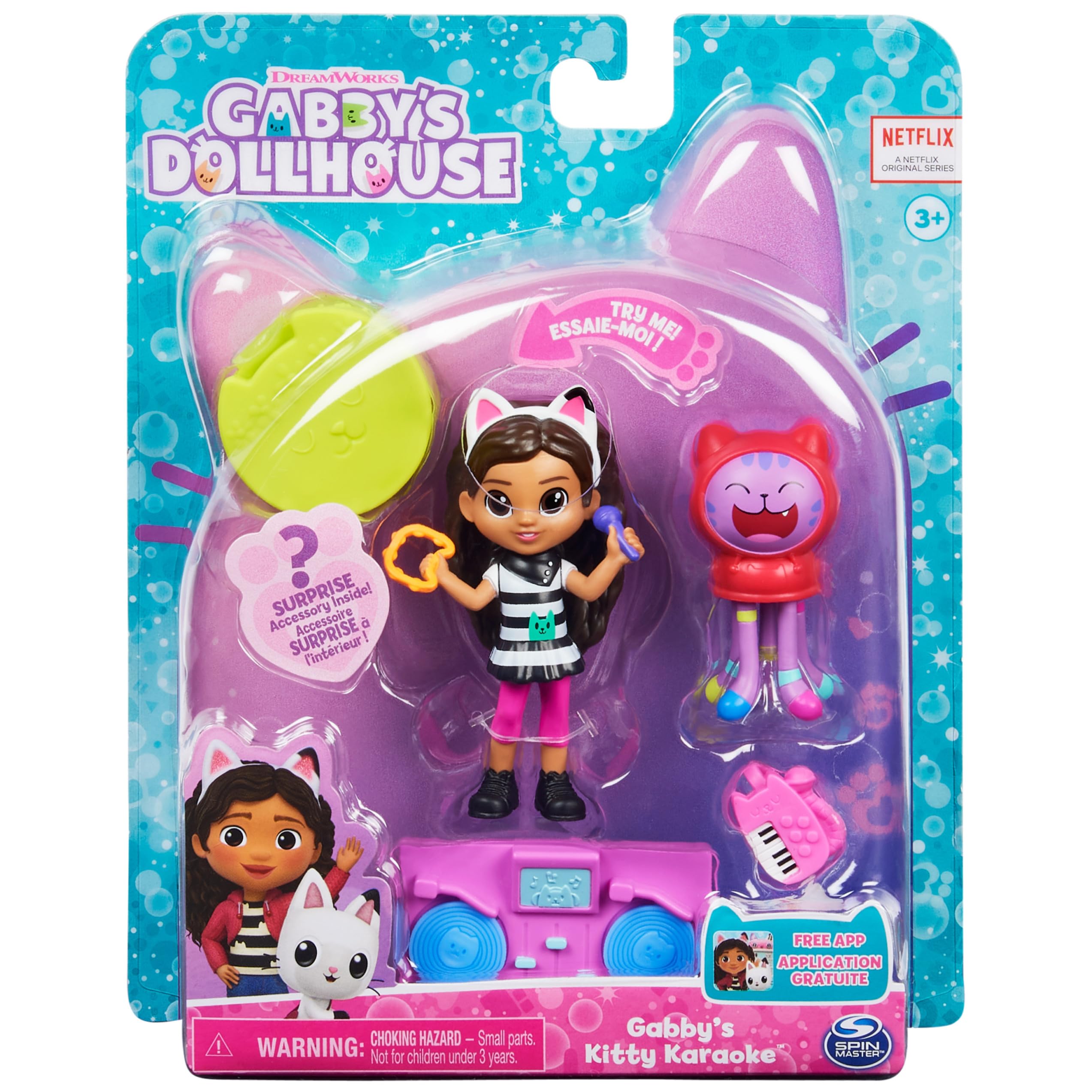 Gabby's Dollhouse, Kitty Karaoke Set with 2 Toy Figures, 2 Accessories, Delivery and Furniture Piece, Kids Toys for Ages 3 and up