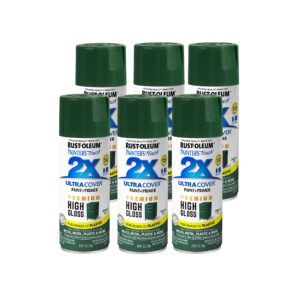 rust-oleum 366989-6pk painter's touch 2x ultra cover spray paint, 12 oz, high gloss emerald isle, 6 pack