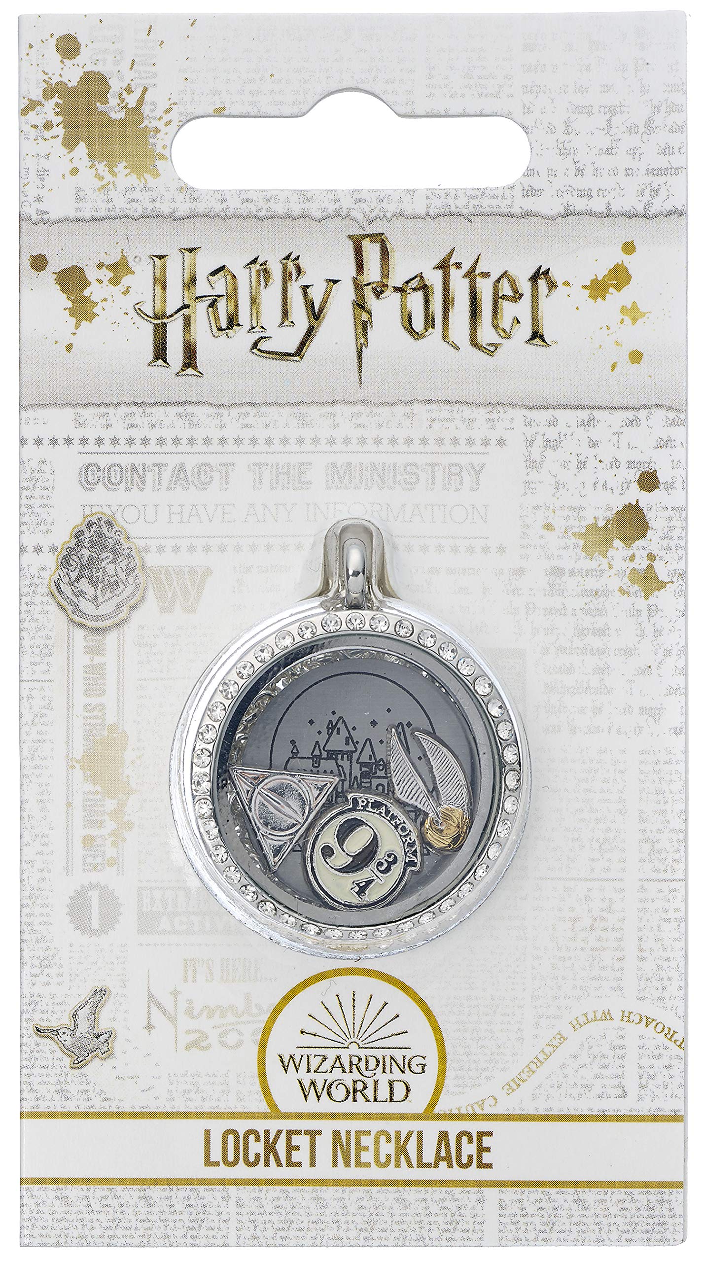 The Carat Shop Official Harry Potter Floating Charm Locket Necklace with 3 Charms WN0164