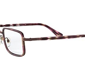 Persol PO2473V Rectangular Prescription Eyewear Frames, Brown/Striped Bordeaux/Demo Lens, 49 mm