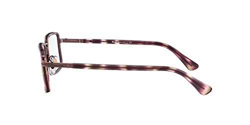 Persol PO2473V Rectangular Prescription Eyewear Frames, Brown/Striped Bordeaux/Demo Lens, 49 mm