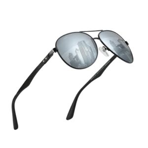 zenottic polarized aviator sunglasses for men carbon fiber temple pilot sun glasses with mirrored lens uv protection