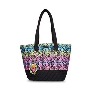 betsey johnson nylon quilted tote, rainbow