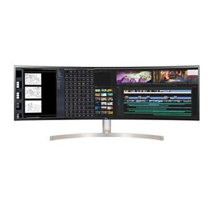 lg 49wl95c-we 32:9 ultrawide monitor 49" dual dqhd (5120 x 1440) ips display, hdr10, usb type-c with 85w power delivery, ambient light sensor, 2 x 10w stereo speaker with rich bass - silver