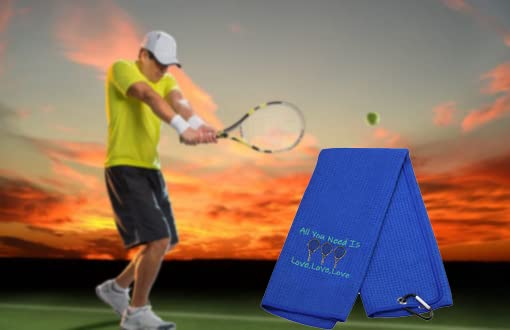 G2TUP Tennis Towel with Hook Tennis Sport Theme Gift All You Need Is Love Novelty Gift for Tennis Player (All You Need Is Love)