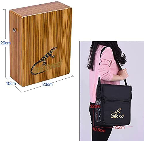 GECKO Travel Cajon Box Drum-Wooden Percussion Box Musical Instrument Cajon Box Drum Basic Box Drum with Carrying Bag